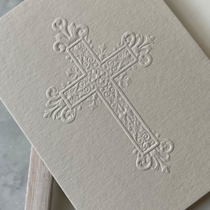 Outer Program Cover with Sculpt Embossed Cross | Set of 50 Invitation ...