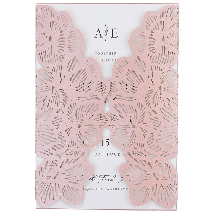 Elegant Orchid Pink Laser Cut Invitation Covers 5x7, Floral Motif | Set ...