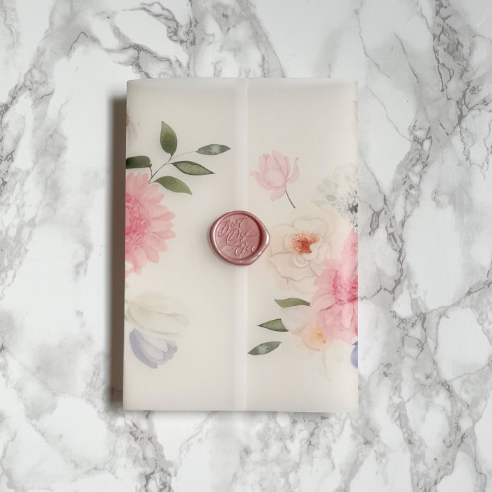 Spring in Bloom Pink and Purple Floral Vellum (10 pack) Invitation ...