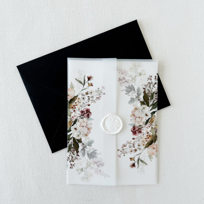 Elegant Floral Vellum Jacket For Wedding Invitation (10 Pack ...