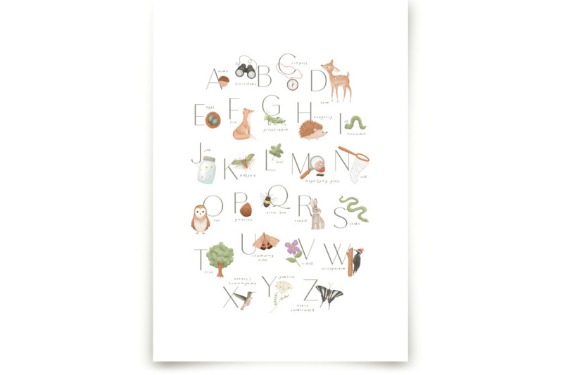 Woodland Explorer Alphabet Children's Art Prints by Randi Cirelli | Minted