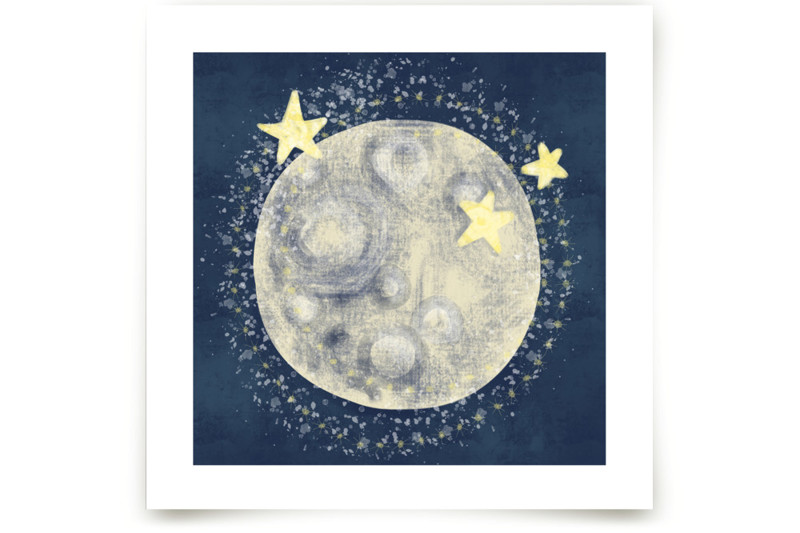 Moon and 3 Stars Children's Art Prints by Carole Crohan ...
