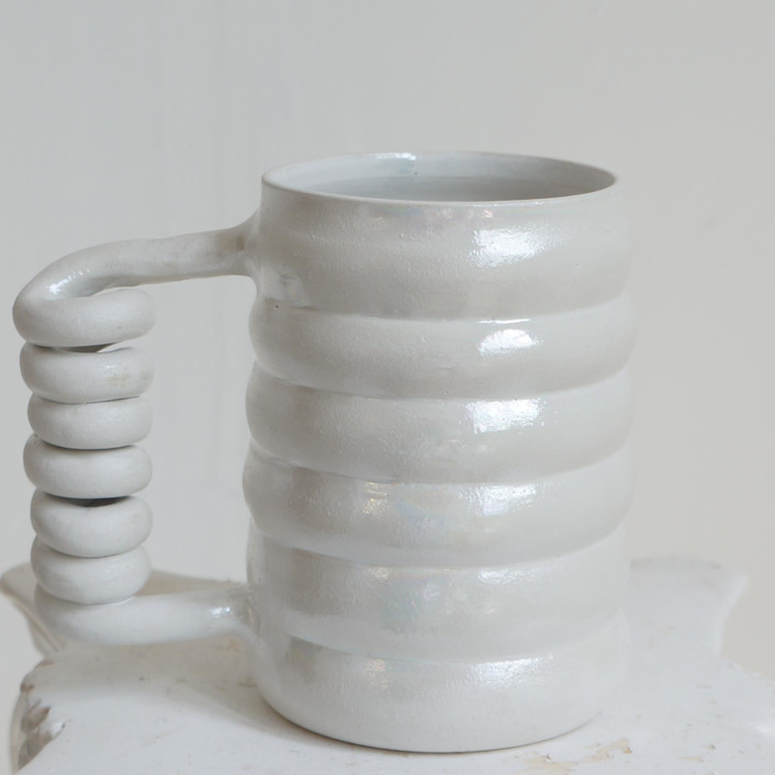 Boinggg! Mug Metalic Pearl Original Sculpture by KuuPottery | Minted