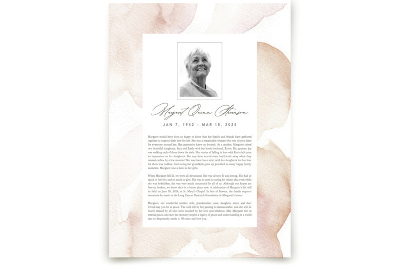 Flow Obituary Print Memorial Obituary Prints by Creo Study | Minted