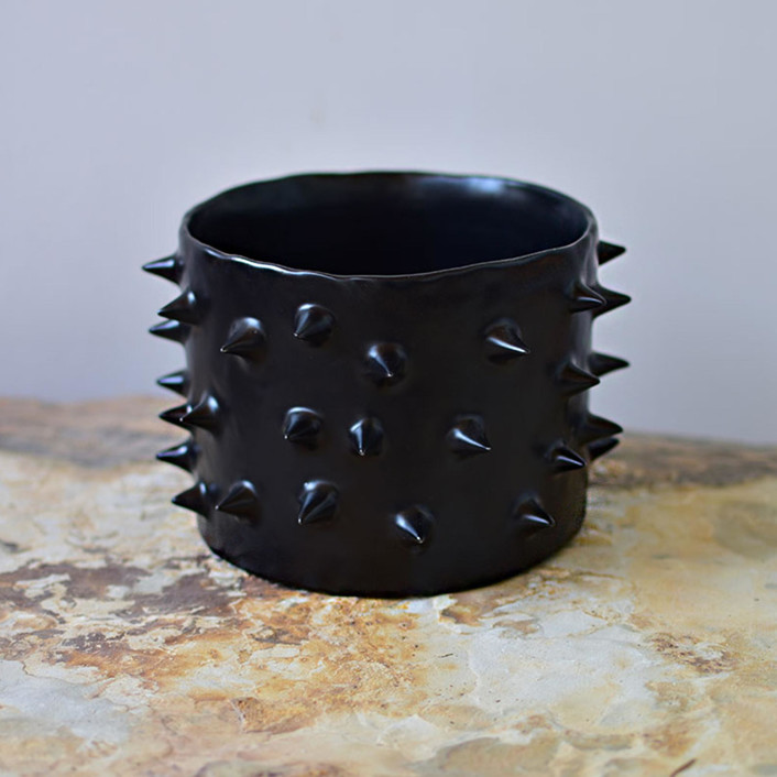 Spikes Black Ceramic Handmade Planter Planters by OWO Cerámica | Minted