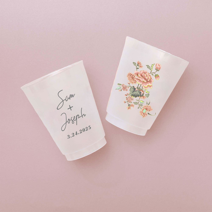 Custom Ornate Floral Frosted Plastic Cup, set of 50 Paper and Plastic ...