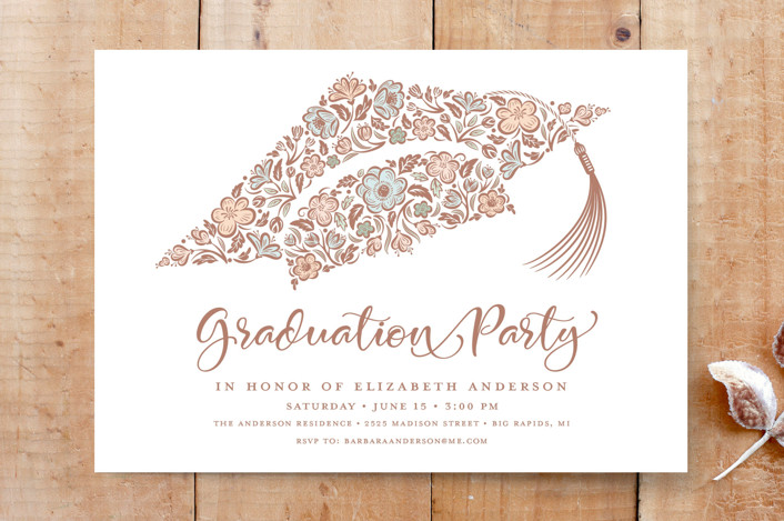 Floribunda Graduation Party Custom Stationery by Paper Sun Studio | Minted