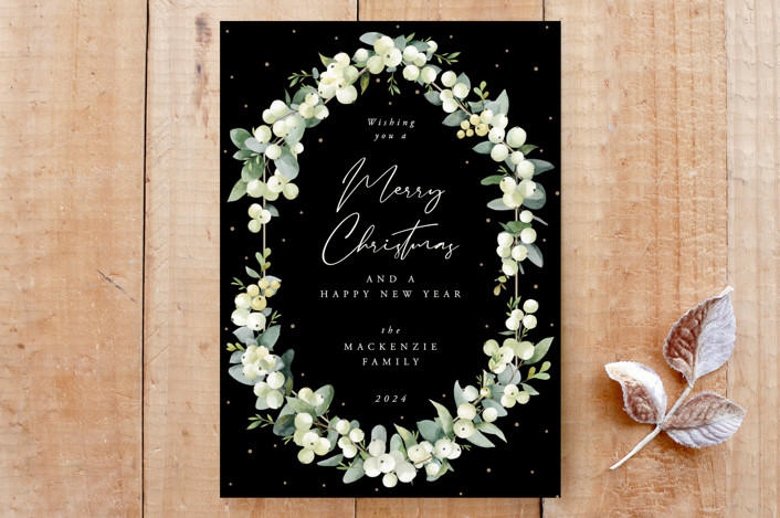 Snowberry & Eucalyptus Botanical Frame Christmas Holiday Card Custom ...