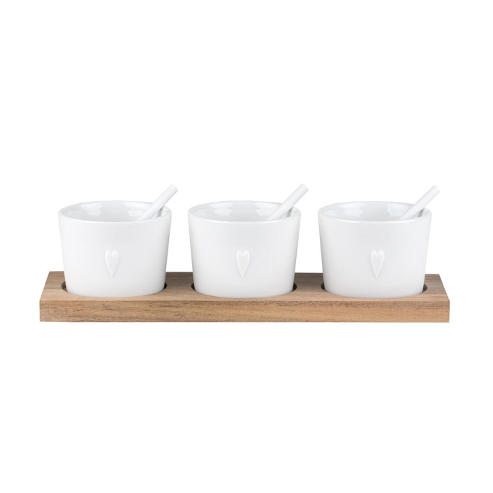 Bon Appetit Small Serving Pots with Acacia Wood Tray Serving ...