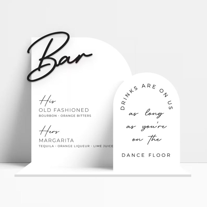 Double Arch White/Black Bar Sign Wedding Signs by Haven Print Co. | Minted