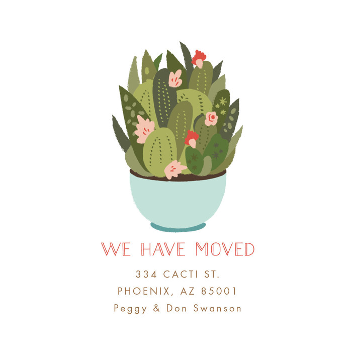 Succulent teacup Moving Announcements by Nazia Hyder | Minted