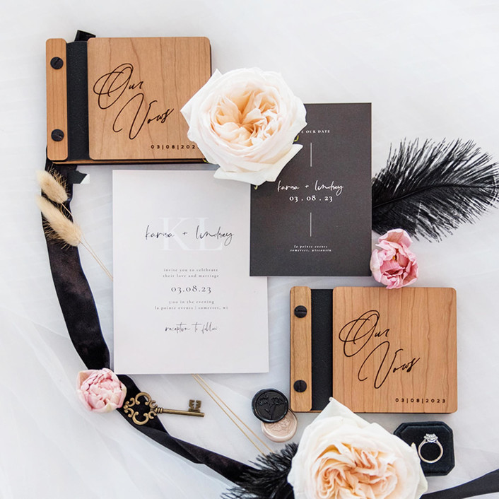 Elegant Wedding Vow Books | Cherry Wood | 4 x 5 | Set of 2 Wedding Vow ...