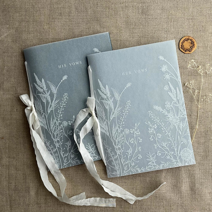 White ink print vellum covered English botanical garden Blue Vow Books ...