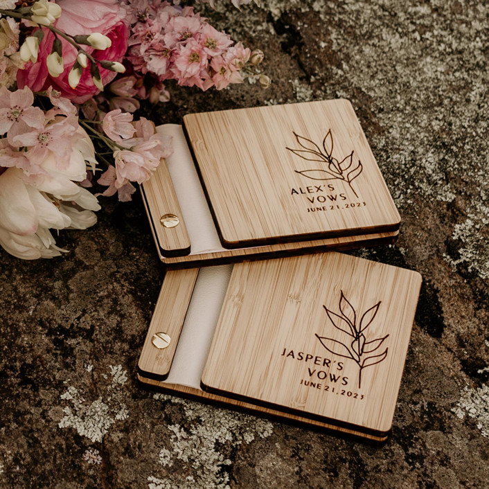 Bohemian Wedding Vow Books | Amber Bamboo | 4” x 5” | Set of 2 Wedding ...