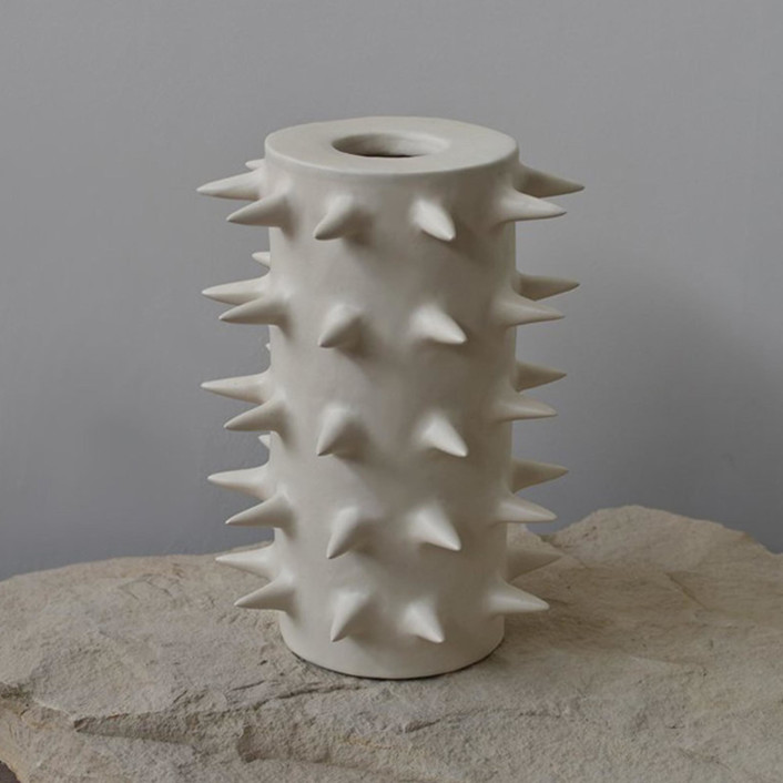 Handmade Modern Matte White Tall Ceramic Vase with Spikes Vases by OWO ...