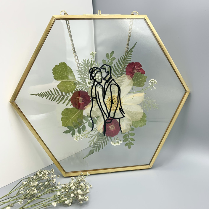 Bride And Groom Gold Pressed Flower Frame Gift Couple gifts by ...