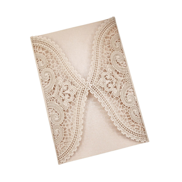 Blush Lace Laser Cut Gatefold (Set of 10) Invitation Pockets by ...