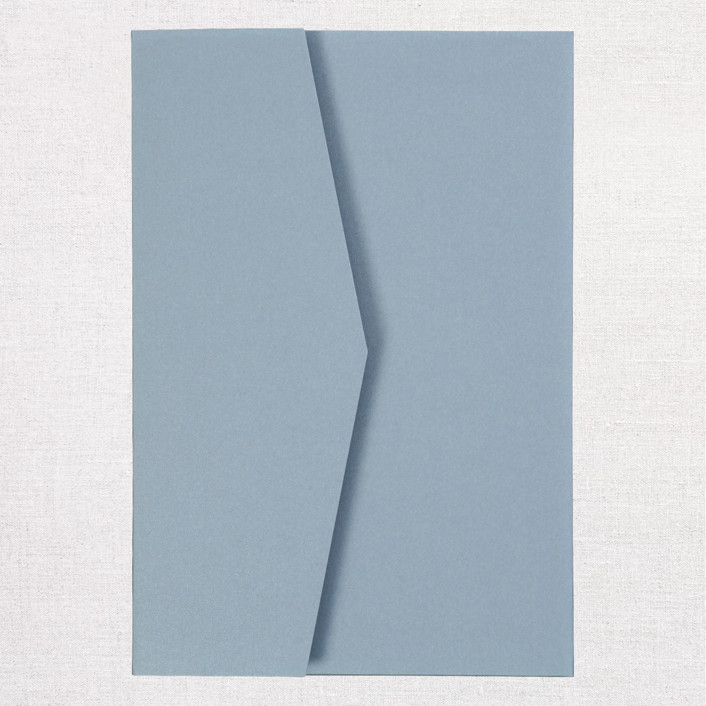 Qty of 50 Custom Dusty Blue Shimmer Simply Elegant Tri-fold Pocket with ...