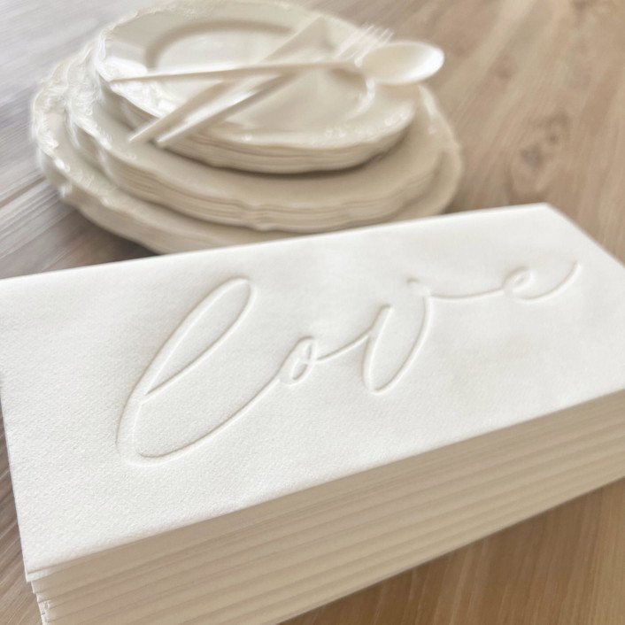 Letterpress Luxe Linen | Love in Simply White Napkins by Prêt-à-PartyNY ...