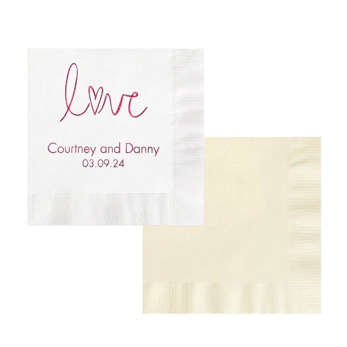 Personalized Love Napkin - Pack of 100 Napkins by Papel Custom Design ...