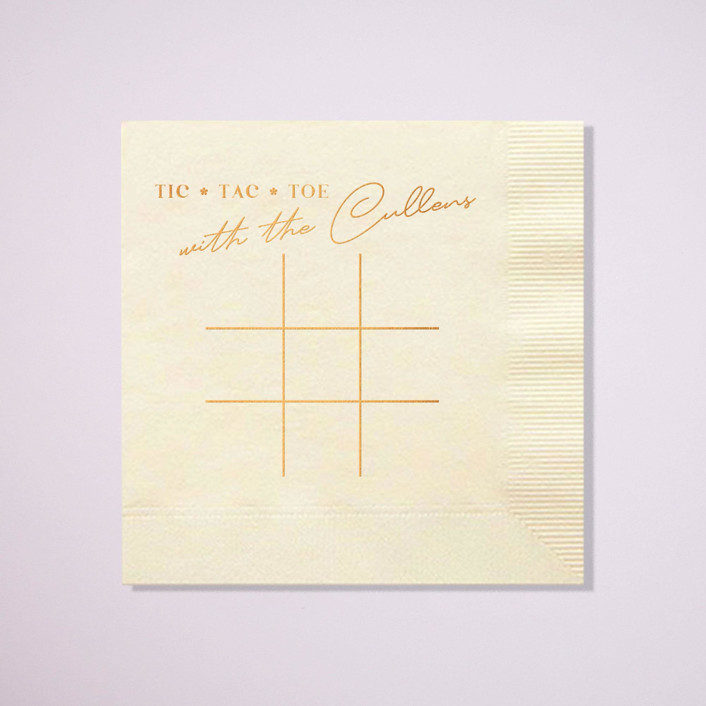 Custom Tic Tac Toe Napkin, cocktail size, set of 100 Napkins by ForYourParty | Minted