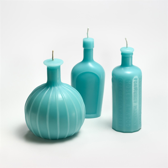 Bottles set of 3 Robin's Egg Blue Candles by Jessie Green | Minted
