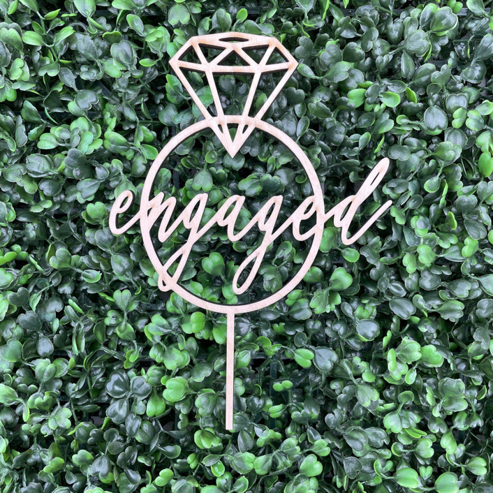 Engaged Cake Topper | Birch Wood Cake Toppers by The Crazy Bunny Lady ...