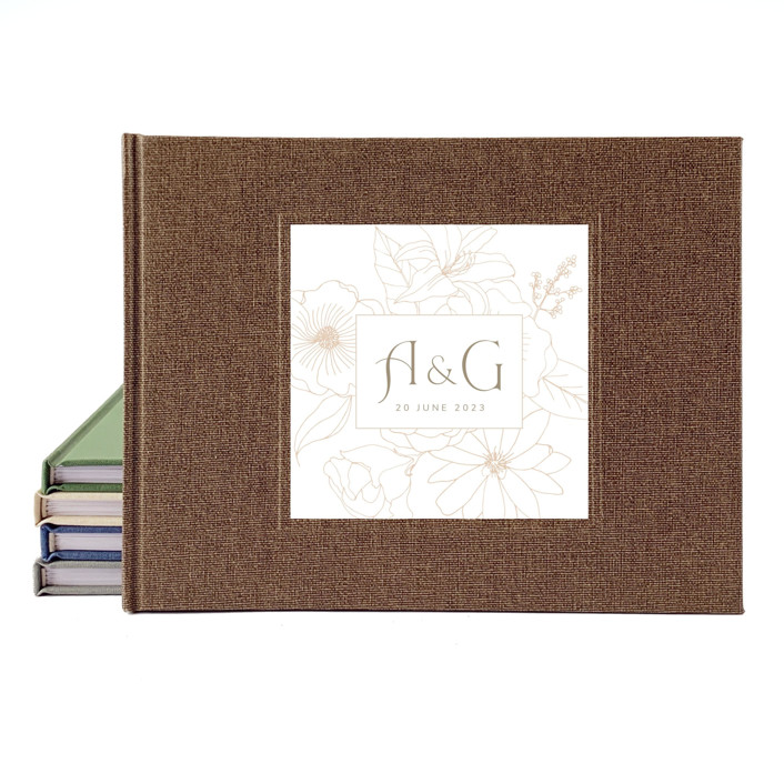Custom Wedding Guest Book · Classic Floral Minimalist · Rustic Brown ...