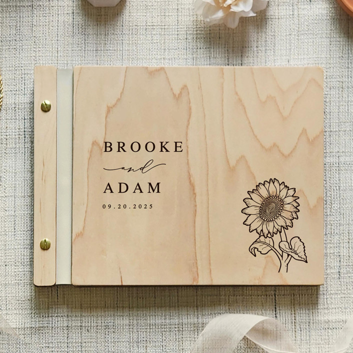 Sunflower Wedding Guest Book | Maple Wood | 8.5 x 11 Guest books by ...