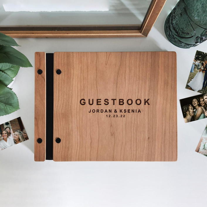 Minimalist Wedding Guest Book | Cherry Wood | 8.5 x 11 Guest books by ...