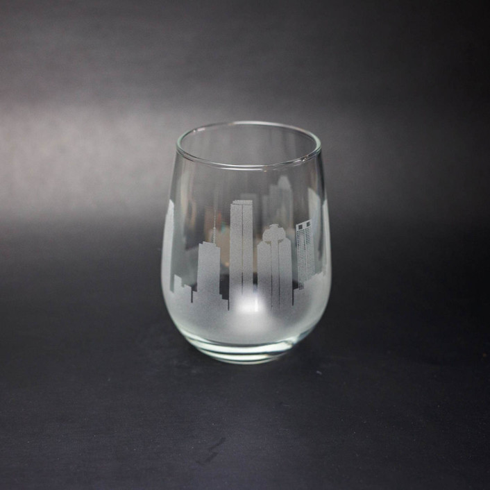 Houston, Texas Skyline Stemless Wine Glass Drinkware by stephanie miller 1 | Minted