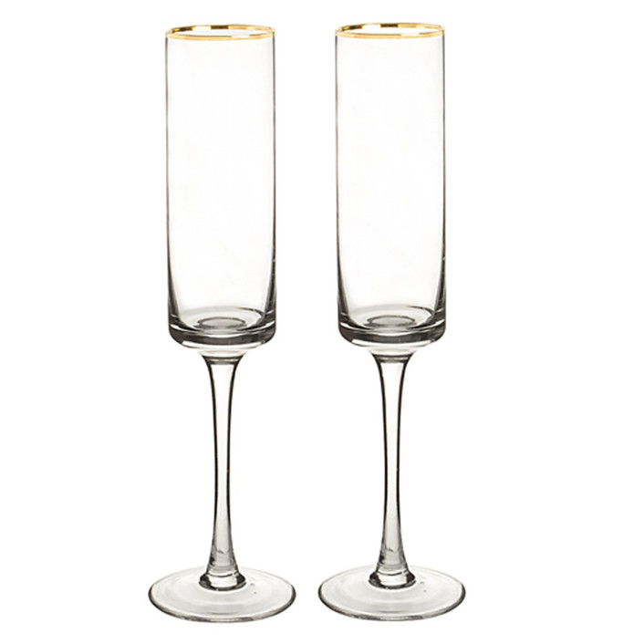 Gold Rim Champagne Flutes, Set of 2 Wedding Drinkware by Colin Supple ...