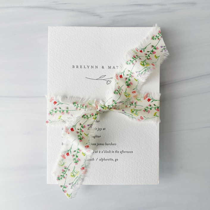 1" Cotton Ribbon - Floral Stems Ribbons by Honey Silks Co | Minted