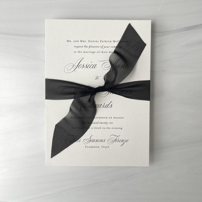 Signature Sheer Invitation Ribbon - Black Ribbons by Honey Silks Co ...