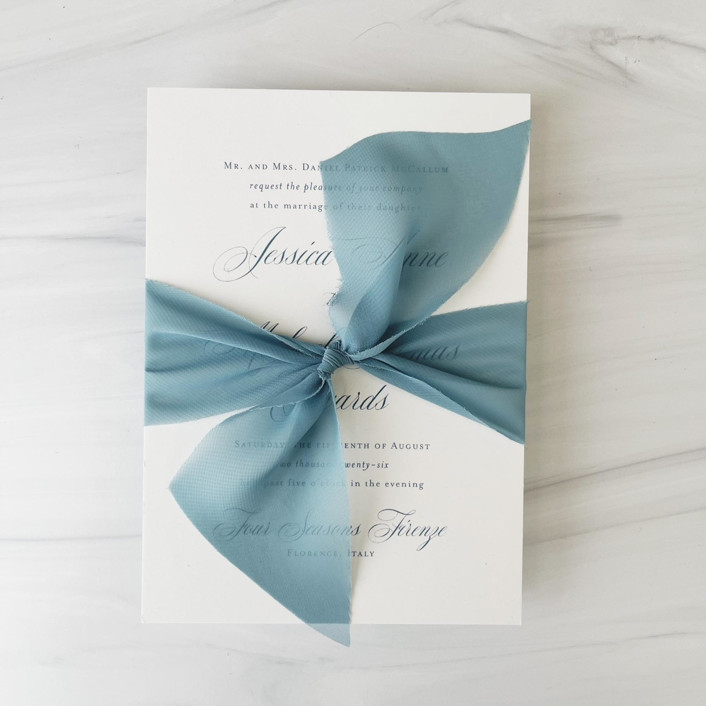 2" Signature Sheer Ribbon - Dusted Blue Ribbons by Honey Silks Co | Minted