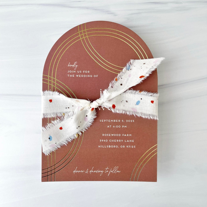 1" Cotton Ribbon - Subtle Terrazzo Ribbons by Honey Silks Co | Minted