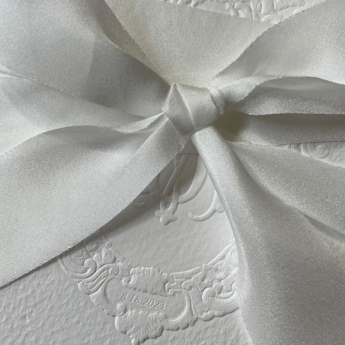 White Hand Cut Silk Ribbon. 1" thickness Ribbons by Christopher ...