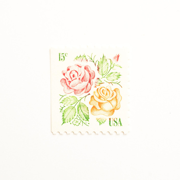 15 Cent Medallion Rose Postage Stamps // Set of 10 // UNUSED Vintage ...