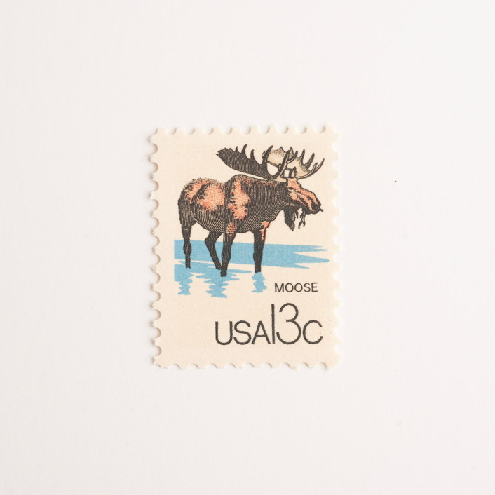 13 Cent Moose Postage Stamps // Set of 10 // UNUSED vintage stamps ...