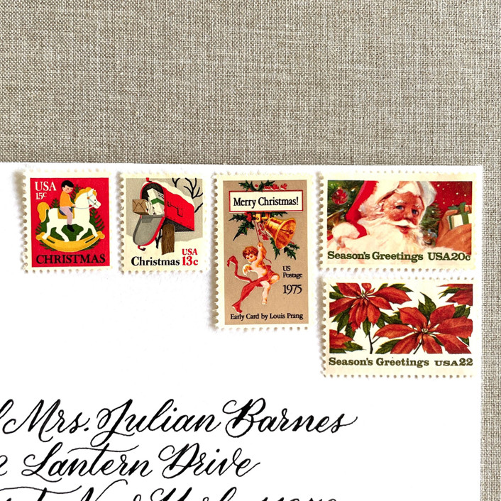 Christmas Red Vintage Postage Set | Christmas Stamps | Each Set Will ...
