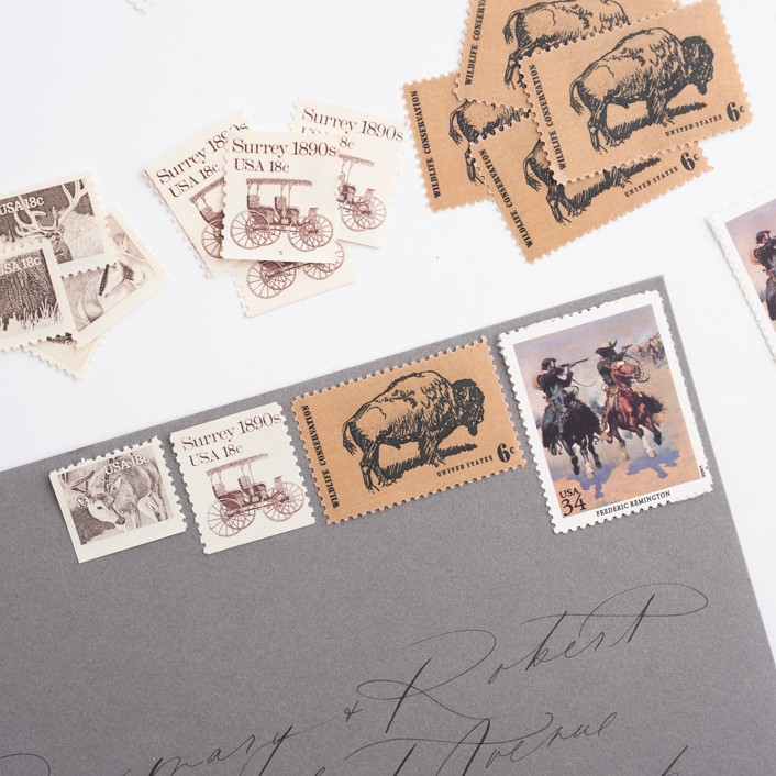 "Meet Us Out West" Postage Stamp Set // Set of 5 // $.76 in postage per ...