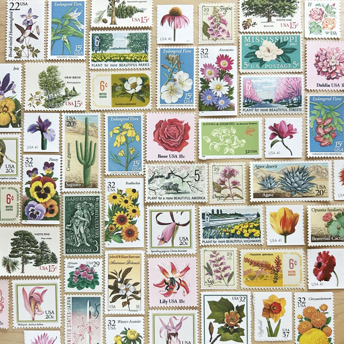 $1.07 . FLORAL vintage postage stamp variety pack . Set of 5 Postage ...