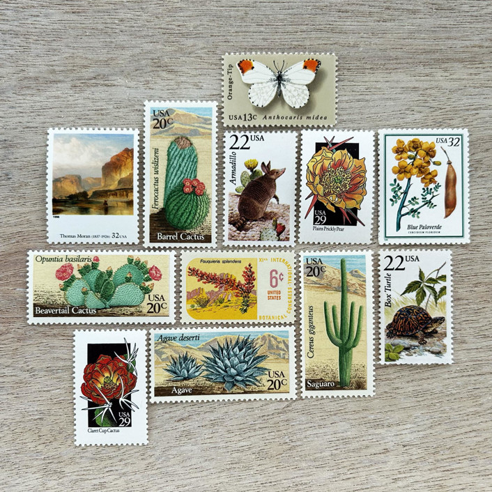 $1.07 . Southwest Desert vintage postage stamp variety pack . Set of 5 ...