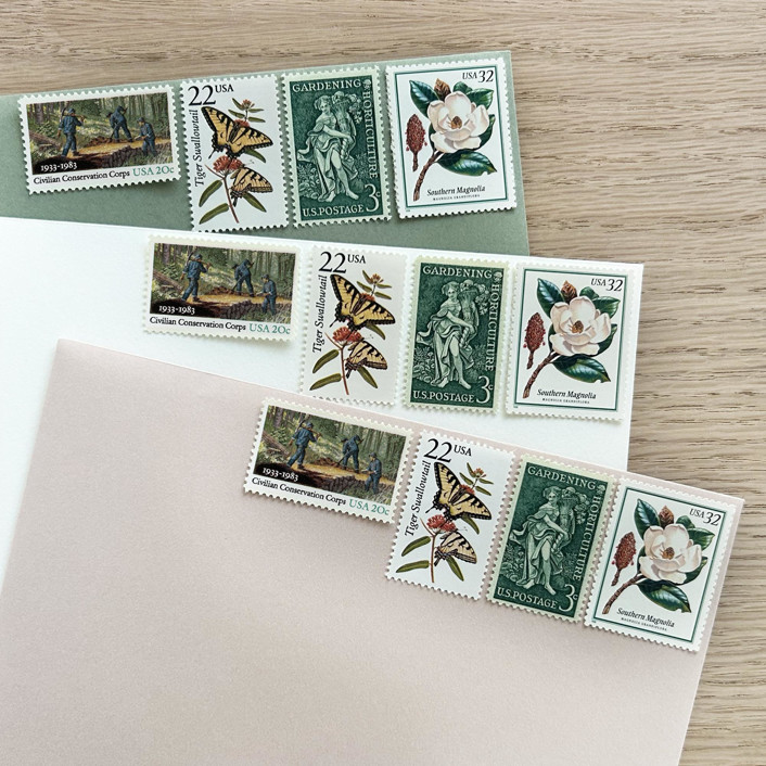 77 cents . Floral vintage postage stamps . Set of 5 Postage Stamps by ...