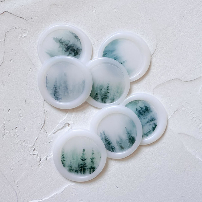 Self-adhesive wax seal | Misty Pines design - translucent Wax Seals by ...