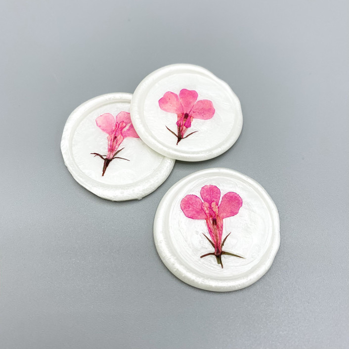 Pressed Flower Ivory Wax Seal Pink Lobelia Flowers Set Of 6 Wax Seals ...