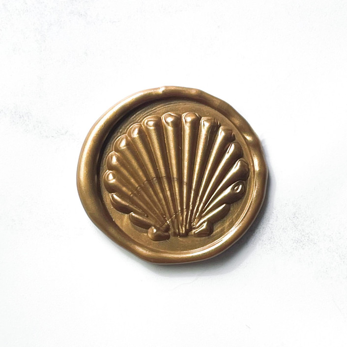 Seashell in Antique Gold Pack of 10 Wax Seals by Abby Choi | Minted