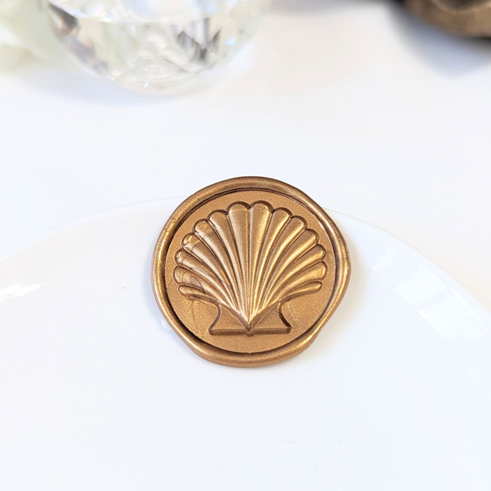 Modern Seashell- Customizable Color- Set of 25 Hand-crafted Wax Seals ...