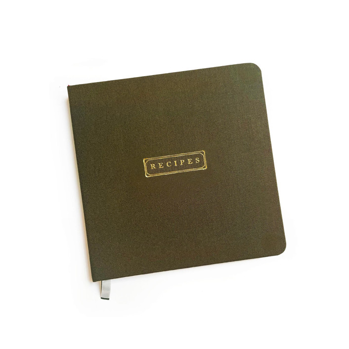 Linen Recipes Book | Gold Foil on Olive Linen Notebook by Jessica ...
