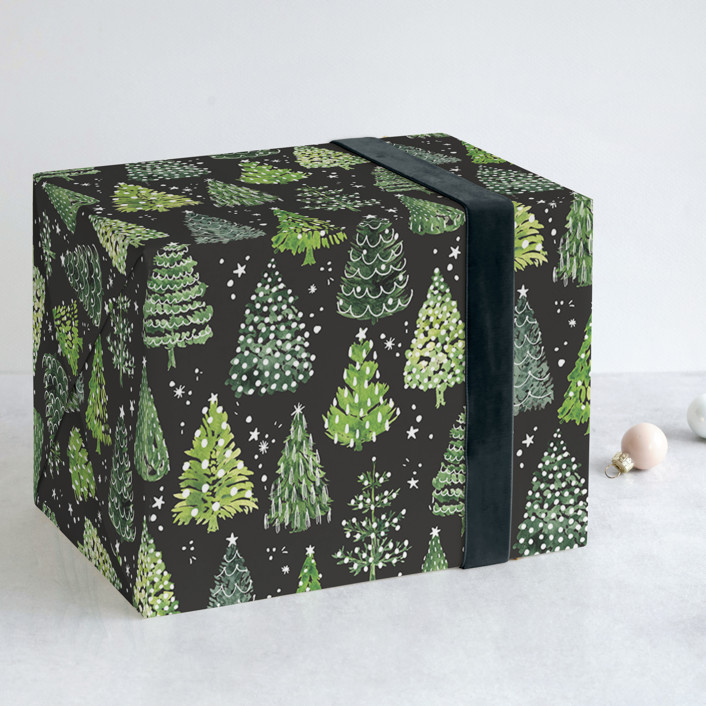 Decorated Christmas trees Wrapping Paper Sheets by Rosana Laiz ...